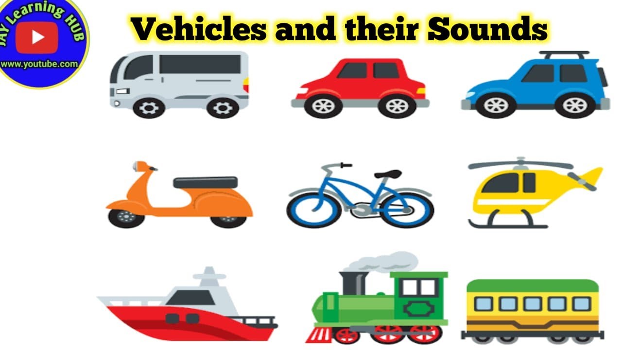 VEHICLES Names and Sounds to Learn | All Types Vehicle Names and Sounds ...