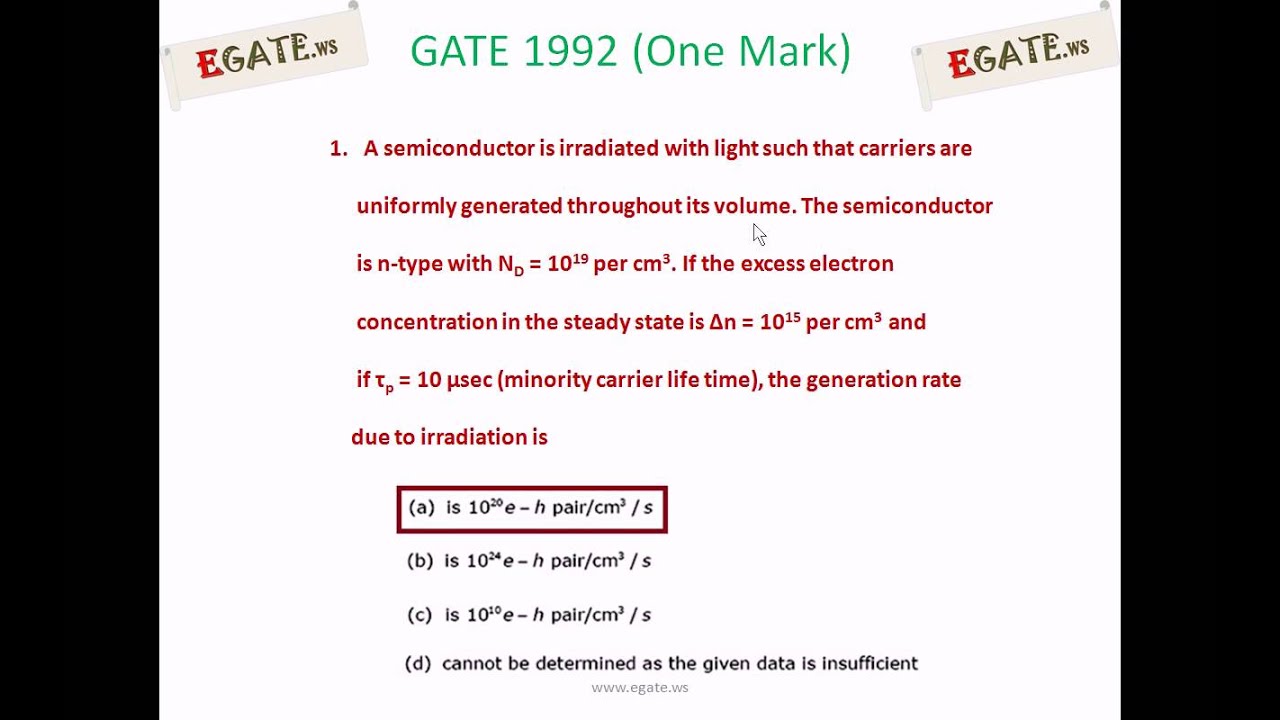 Problem on Semiconductors - GATE 1992 ECE (Electronic Devices) - www ...
