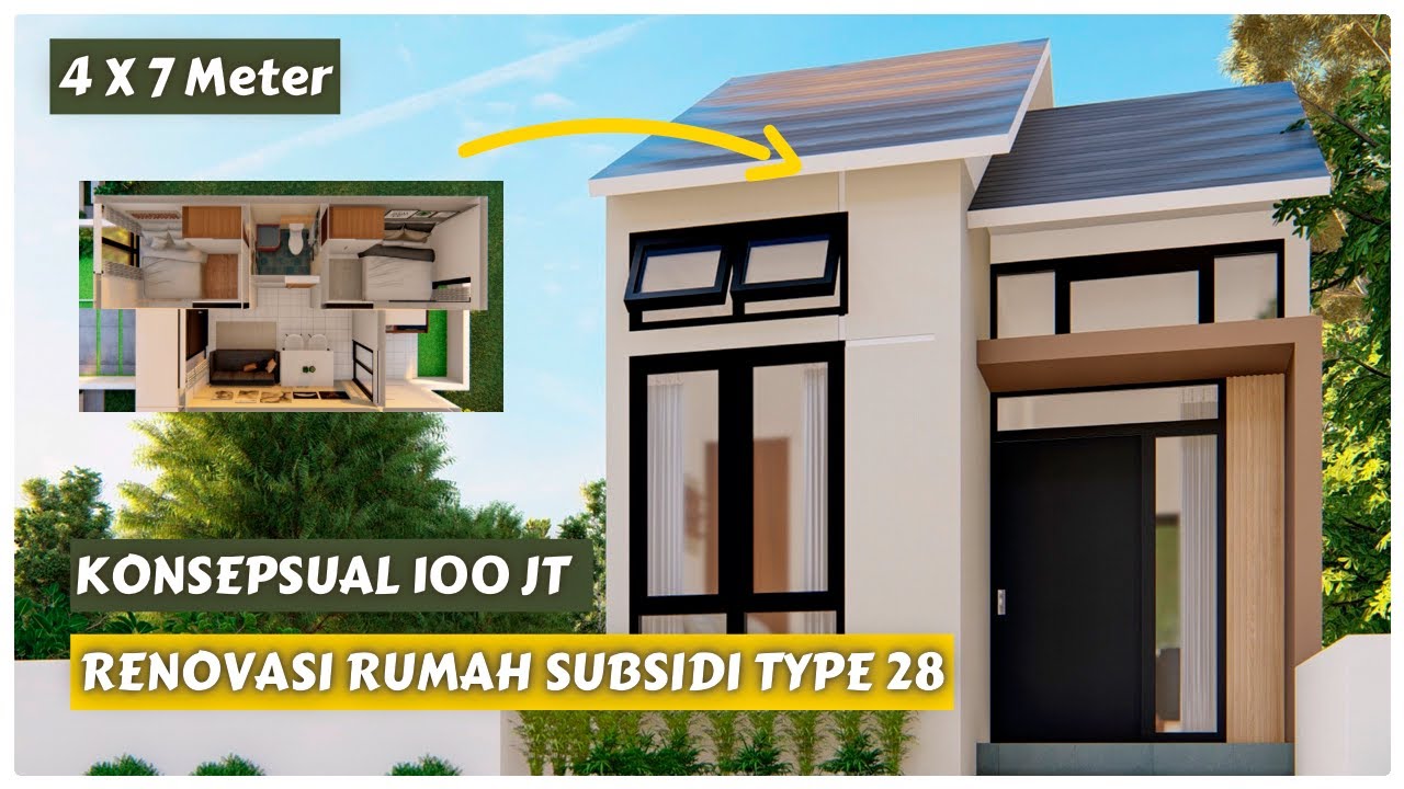 Desain rumah Minimalis Type 28 (Hemat Lahan,Biaya dan Fasilitas lengkap ...