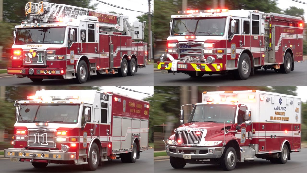 Fairfax County Fire & Rescue Truck 411, Engine 411, Rescue 406, Medic ...