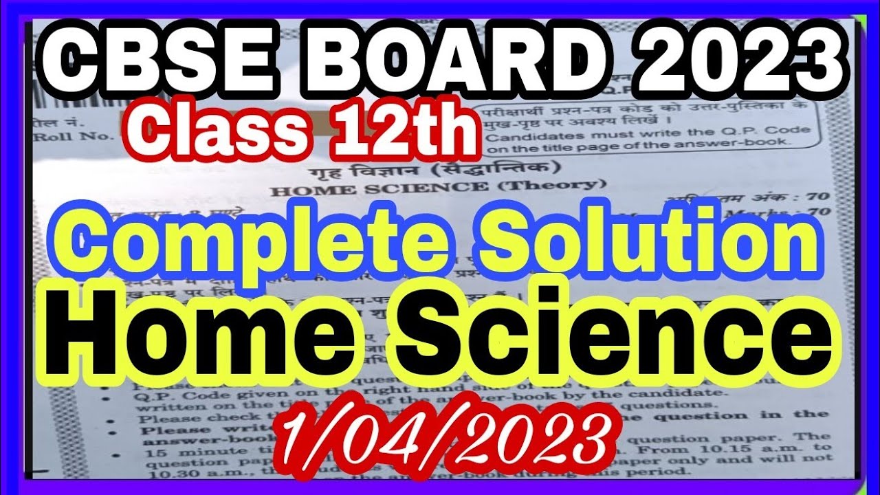 Cbse Class12 Home Science 2023|Home Science Complete Solution 2023 ...