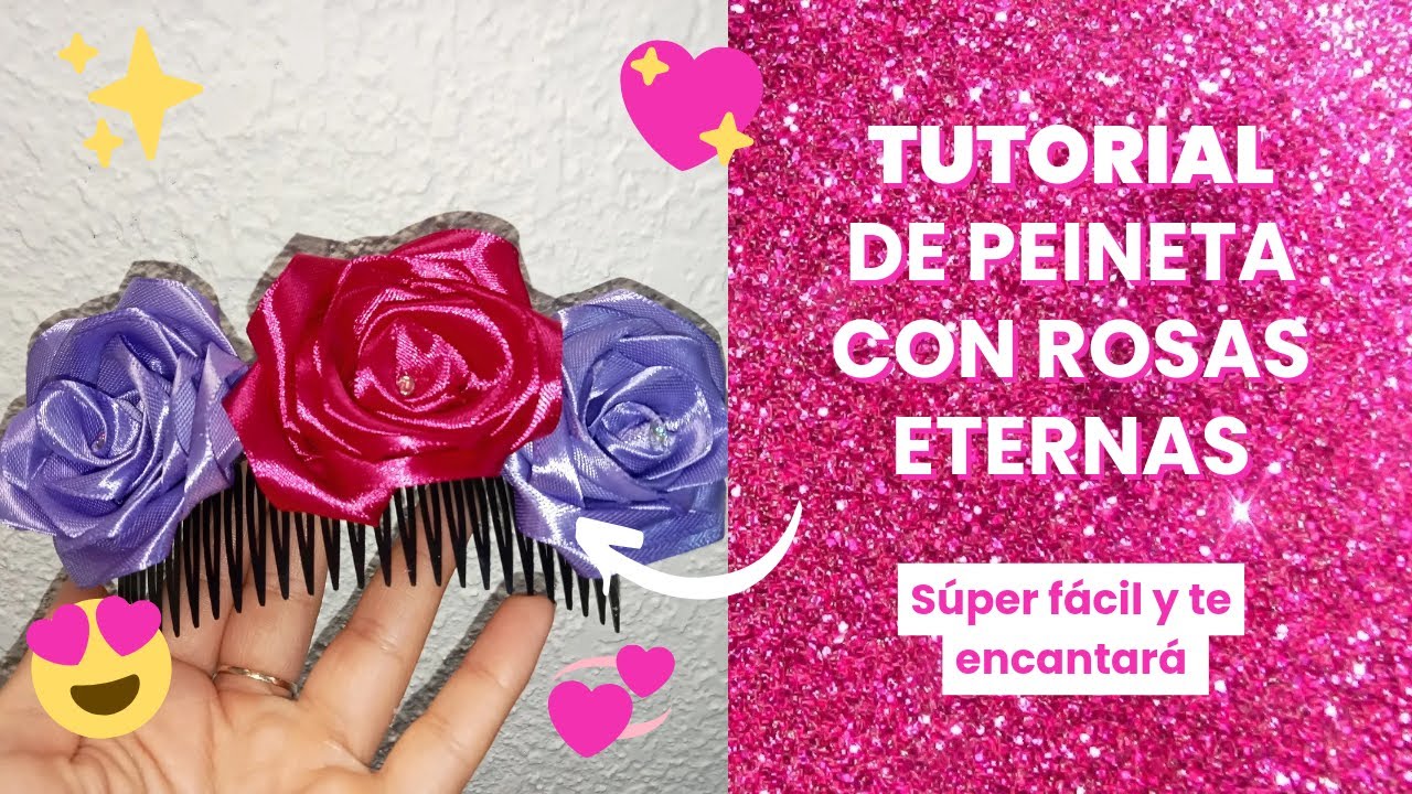 Hermosa peineta con rosas eternas tutorial fácil - YouTube