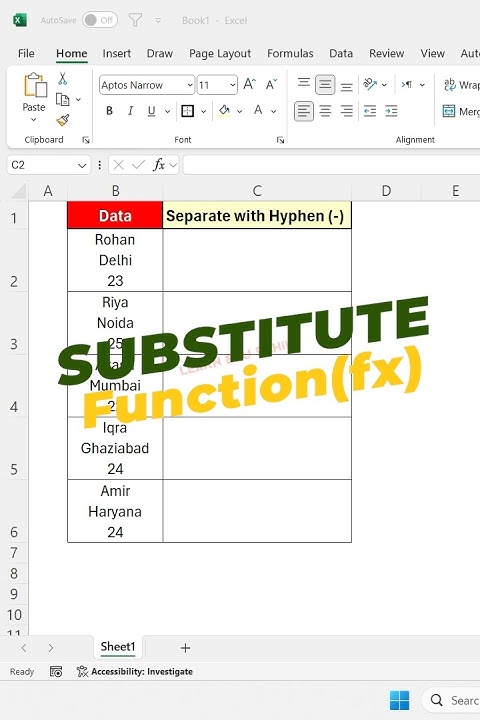 Excel Substitute Fx Exceltips Excelshorts Exceltutorial Youtube
