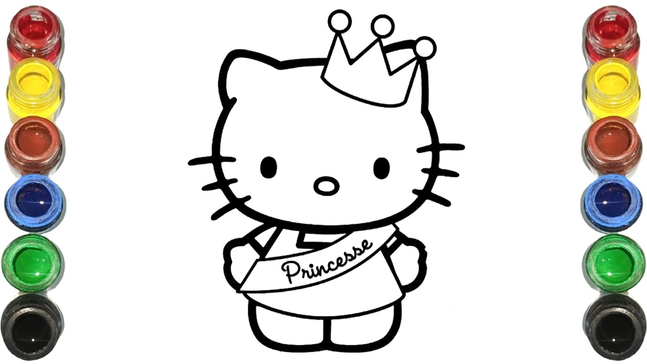 Cute Princess Hello kitty with Dress Drawing, Painting, Coloring for ...
