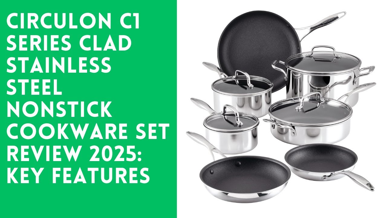 Circulon C1 Series Clad Stainless Steel Nonstick Pot & Pan Cookware Set ...