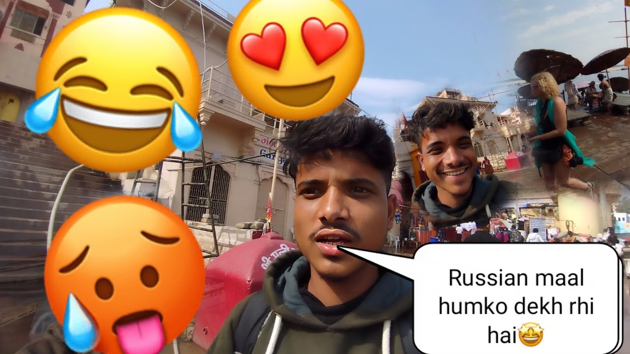 Russian Maal Humko Dekh Rhi Hai🤩 | Vanaras Masti In Ganga Ghat - Aditya ...