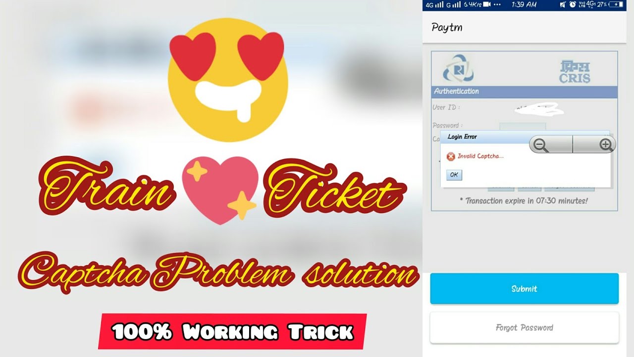 Indian Rail Ticket captcha Problem Solution 2021 || IRCTC Captcha ...