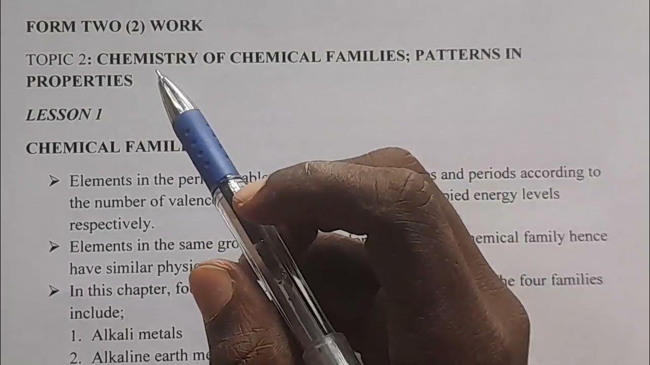 FORM 2: TOPIC 2: CHEMICAL FAMILIES: LESSON 1 (Alkali metals PART I ...