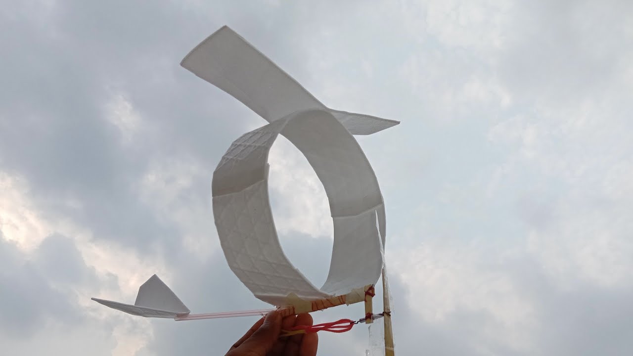 Rubber band powered ornithopter shaped tail vortex wing plane - YouTube