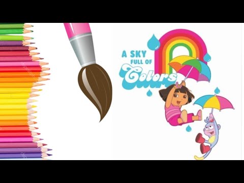 Dora with umbrella drawing and coloring - YouTube