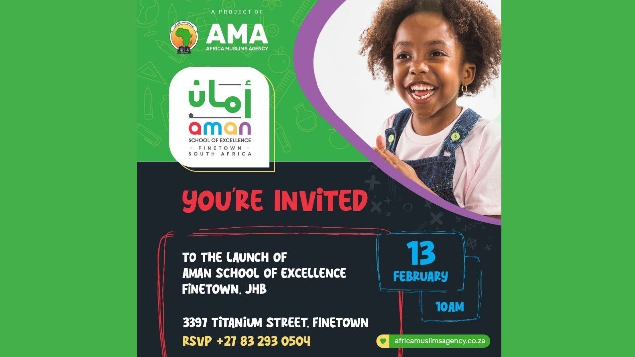 The launch of Aman School of Excellence Finetown, South of Johannesburg ...