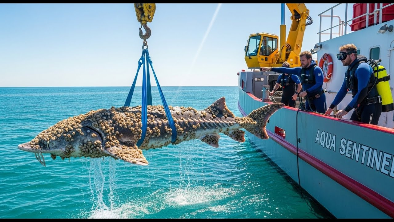 Giant Sea Animal Beluga Sturgeon Covered in Barnacles, Call Rescue Team ...