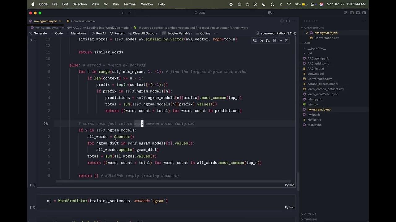 Using N-grams and Word2Vec to predict the next word in a sequence - YouTube