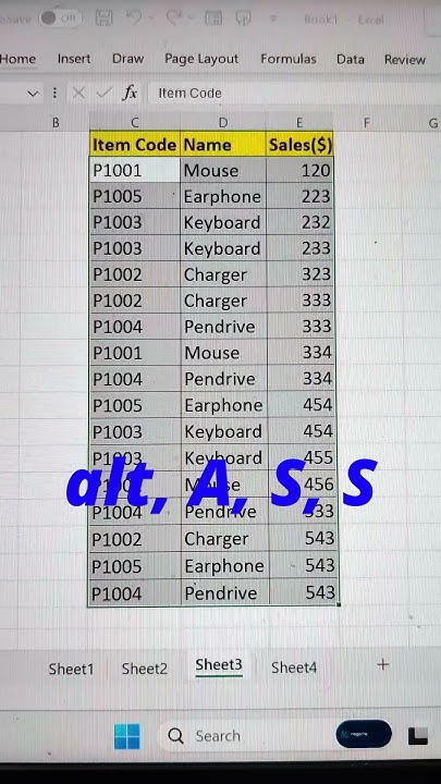 Find Item Code Wise Subtotal In Excel 💯 Important Excel Shortcuts 🔥 Shorts Trending