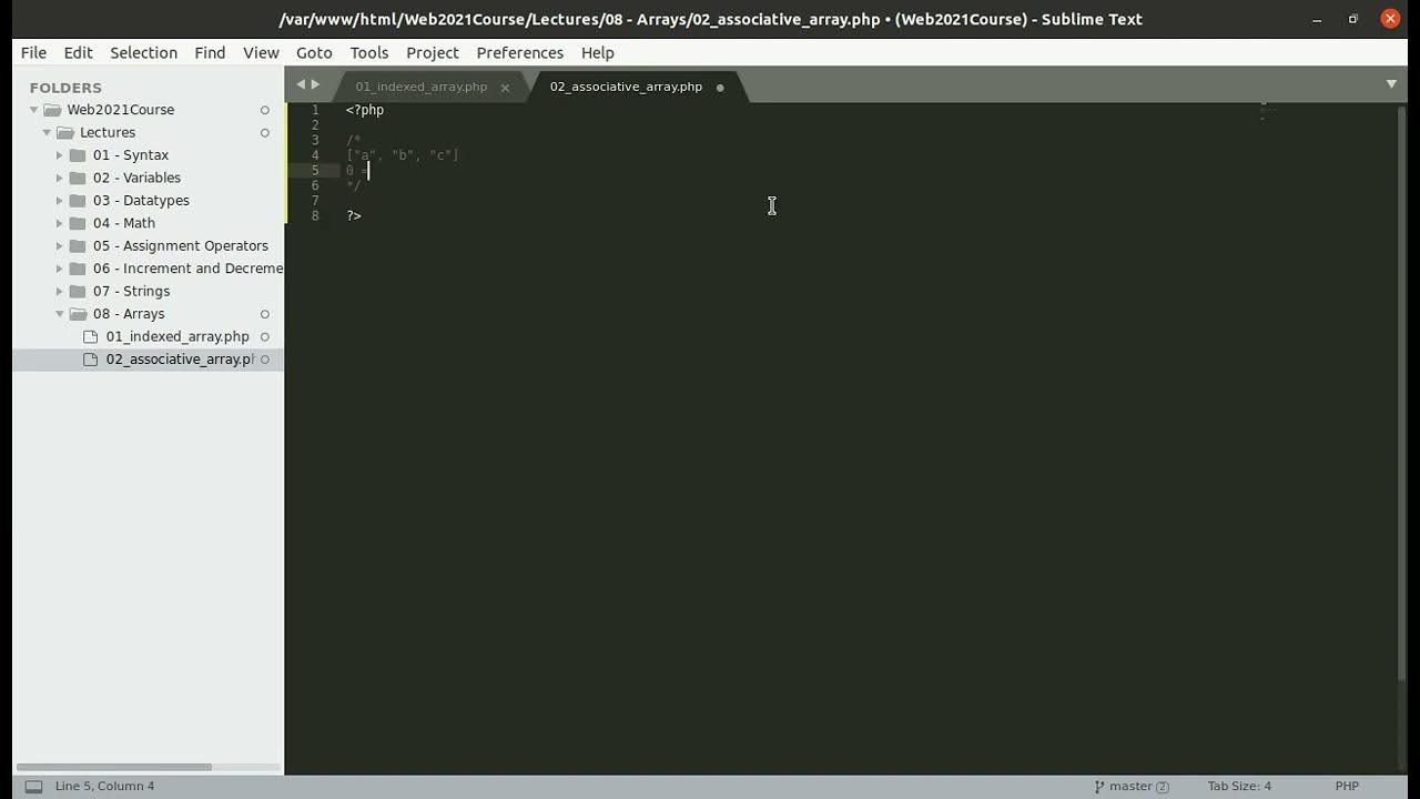 22 PHP Web Development 21 Arrays Associative Array - YouTube