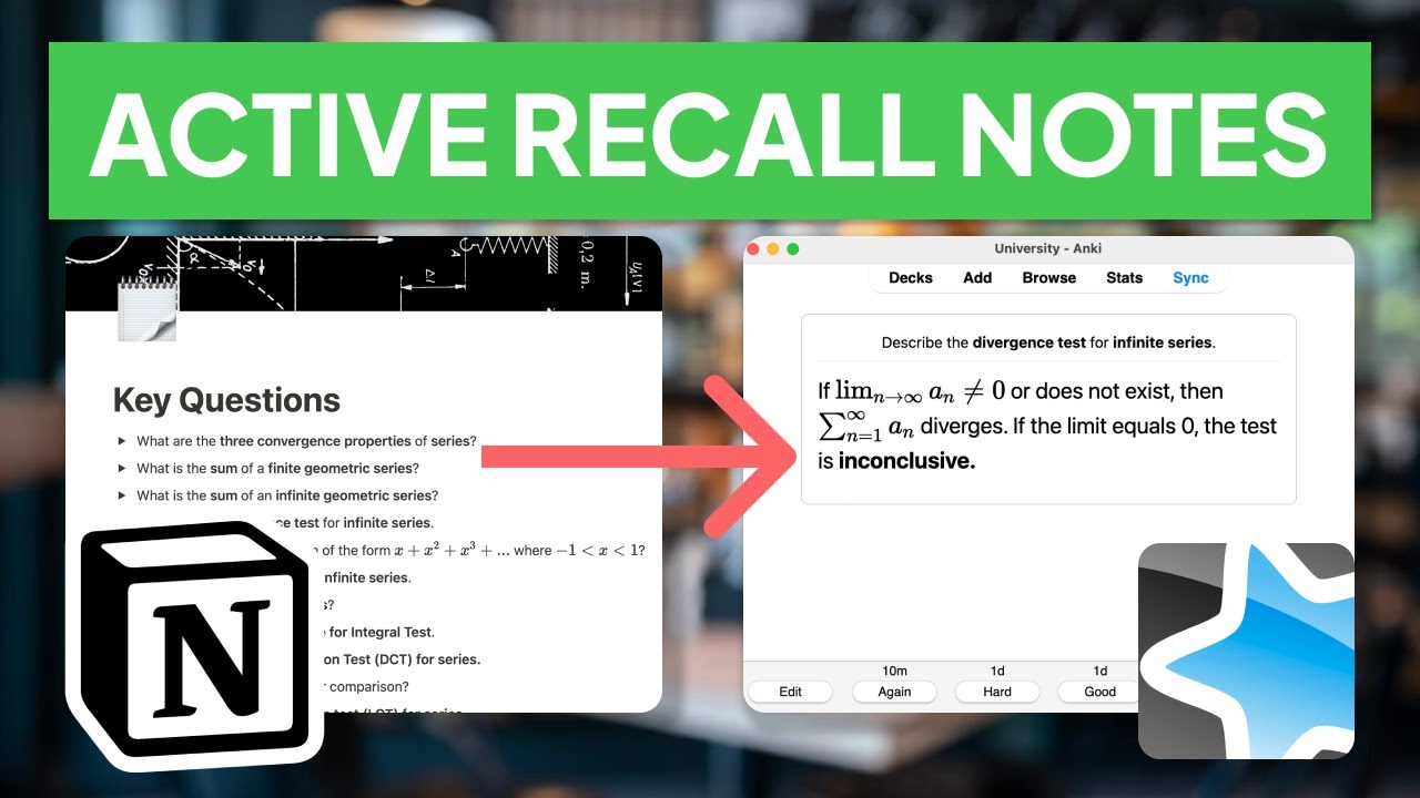 Take ACTIVE RECALL NOTES using Notion and Anki - YouTube