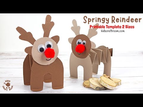 Springy Reindeer - Printable Christmas Craft For Kids - YouTube