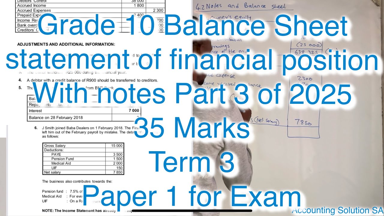 Grade 10 Balance sheet Part 3 | Statement of Financial Position Term 3 ...