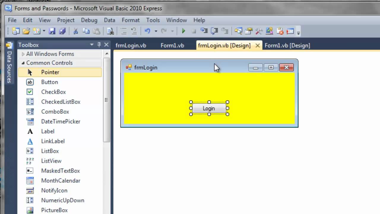 Forms And Passwords Vb Tutorial Part 1 Youtube
