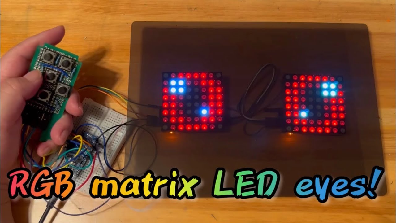 RGB matrix LED eyes for Fursuit(きぐるみヘッド用フルカラーマトリクスLED目を作りました) - YouTube