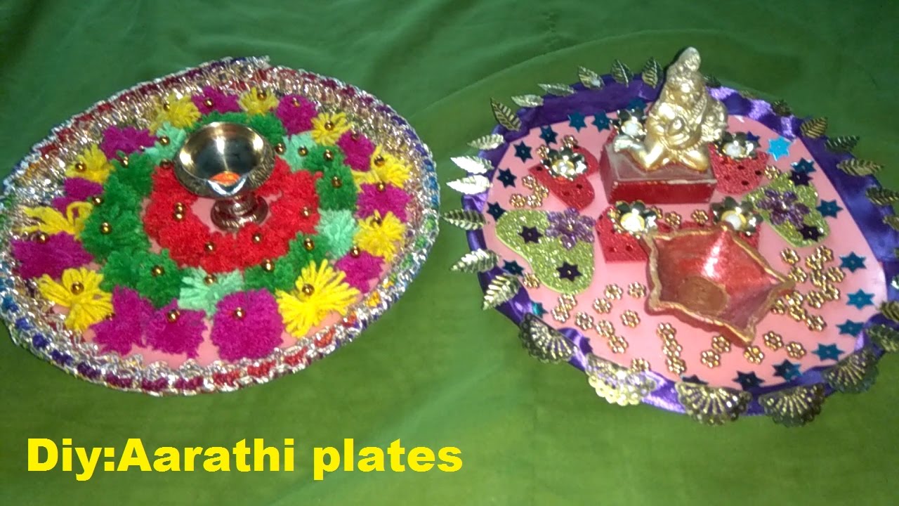 Diy Puja Thali/arti thaali plates decoration - YouTube