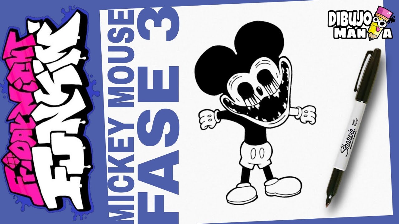 COMO DIBUJAR A MICKEY MOUSE FASE 3 DE FRIDAY NIGHT FUNKIN | how to draw ...