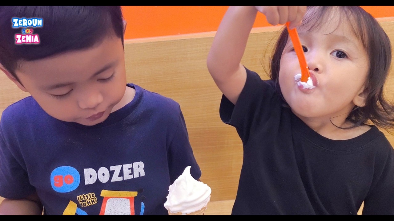 ZEROUN DAN ZENIA SUDAH LAMA ENGGAK MAKAN ES KRIM BINGXUE - YouTube