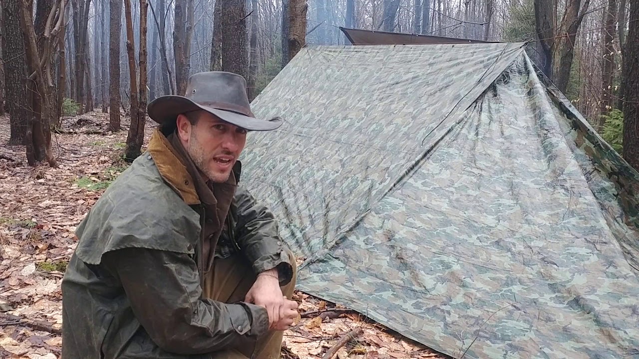 Tarp Shelter With Fire Inside- pt3 - YouTube