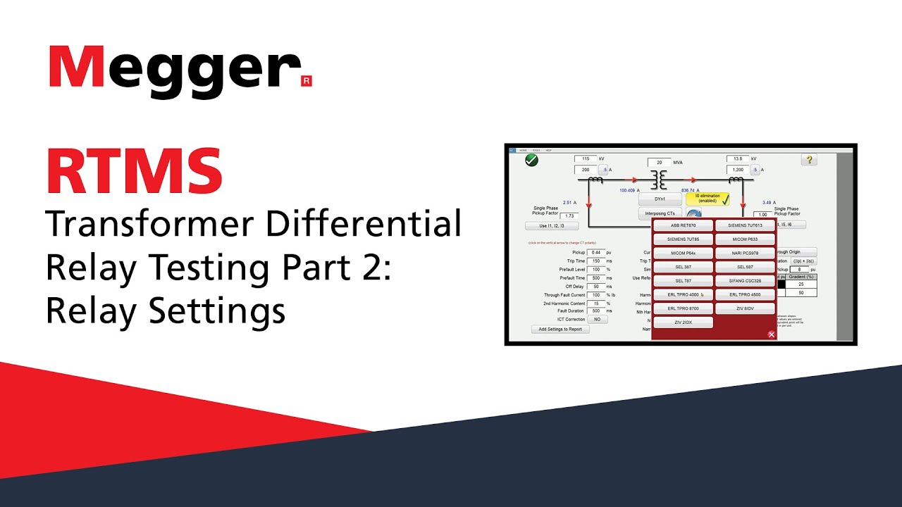 Megger Transformer Differential Relay Testing Part 2: Relay Settings ...