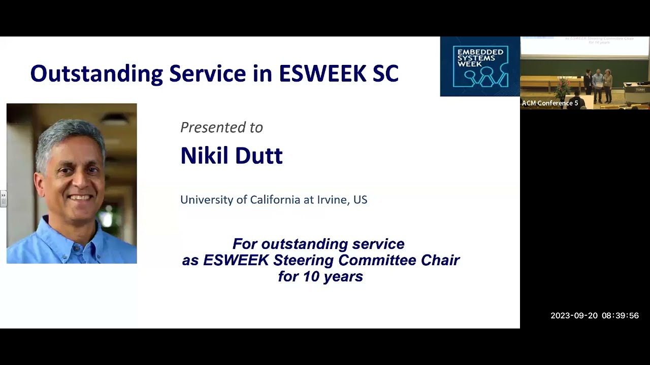ESWEEK 2023 Best Paper Award Ceremony + Keynote 3 - YouTube