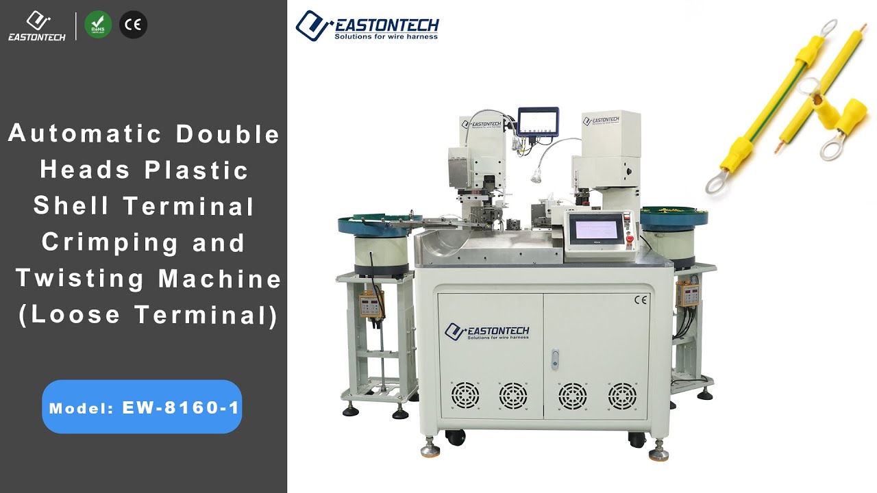 EW 8160 Automatic Double Heads Plastic Shell Terminal Crimping and ...