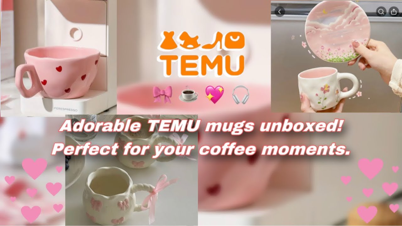 Unboxing Cute TEMU Coffee Mugs 🎀 ☕| Cozy Vibes | Perfect Girly Gift ...