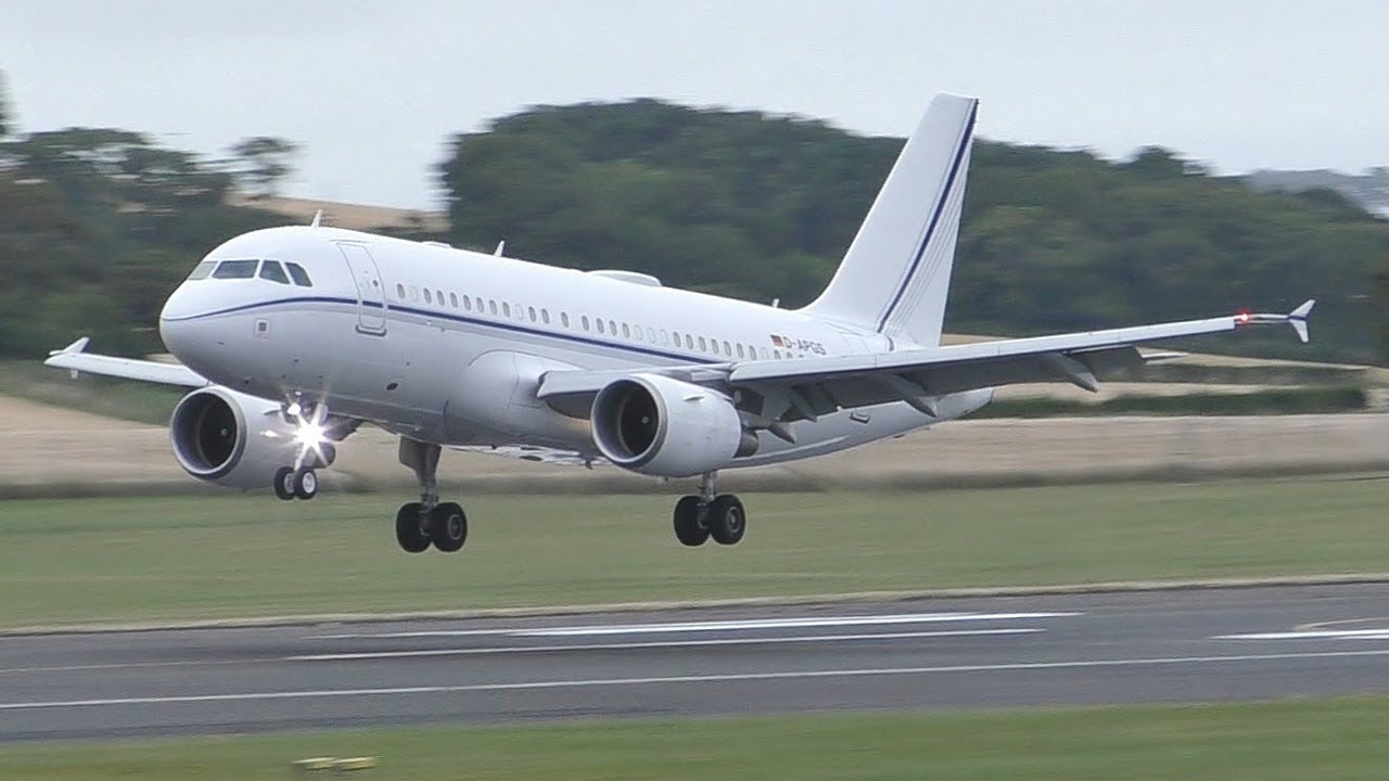 K5 Aviation A319ACJ Landing at Prestwick Airport - YouTube