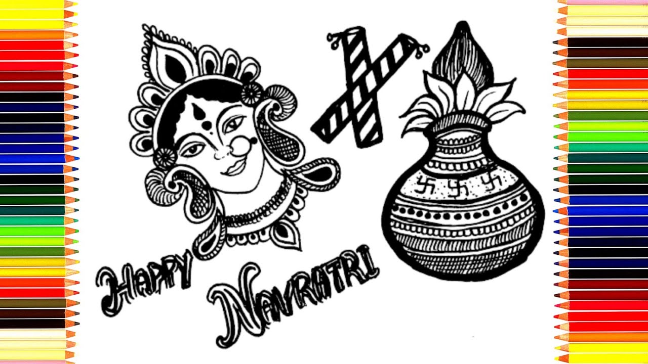 Navratri Poster | Navratri Drawing Easy | Navratri Special Drawing ...