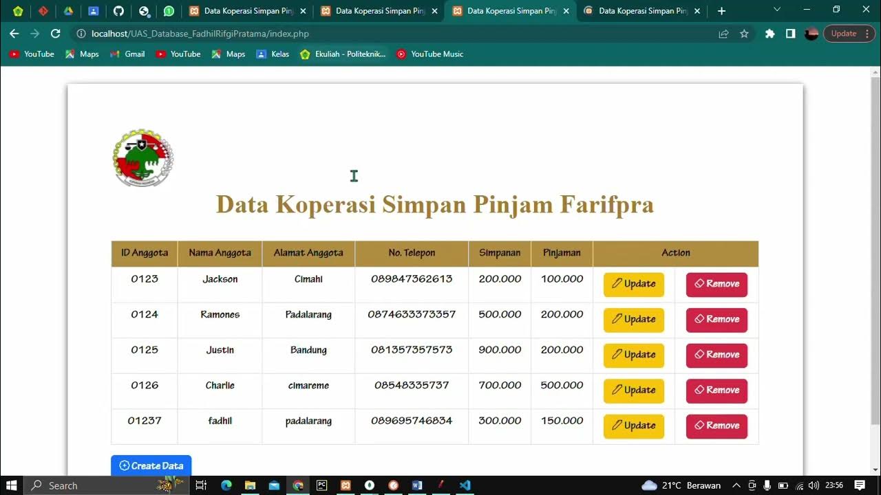 DATABASE OBJECT | KOPERASI SIMPAN PINJAM - YouTube