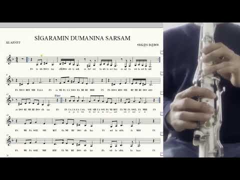 SİGARAMIN DUMANINA SARSAM KLARNET notaları ALTYAPILI yakın çekim.