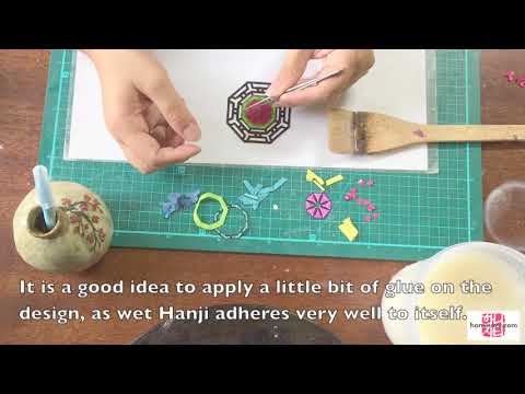 How to cut and glue the inner colours  of a Hanji craft design -- HanjiNaty