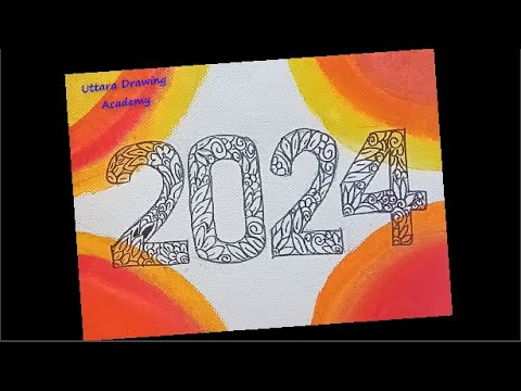 how to draw 2024/ happy new year/ 2024/ 2024 degine/ drawing/ uttara ...