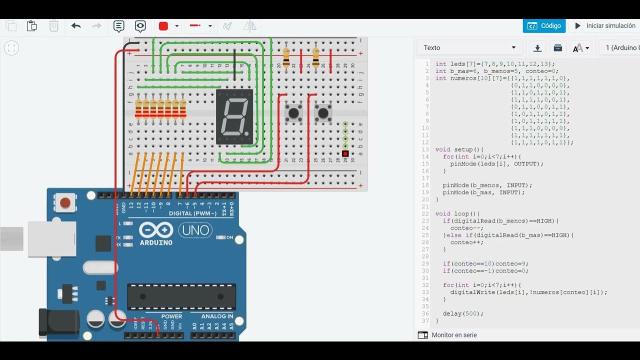 Arduino 09 display 7 segmentos y botones - YouTube