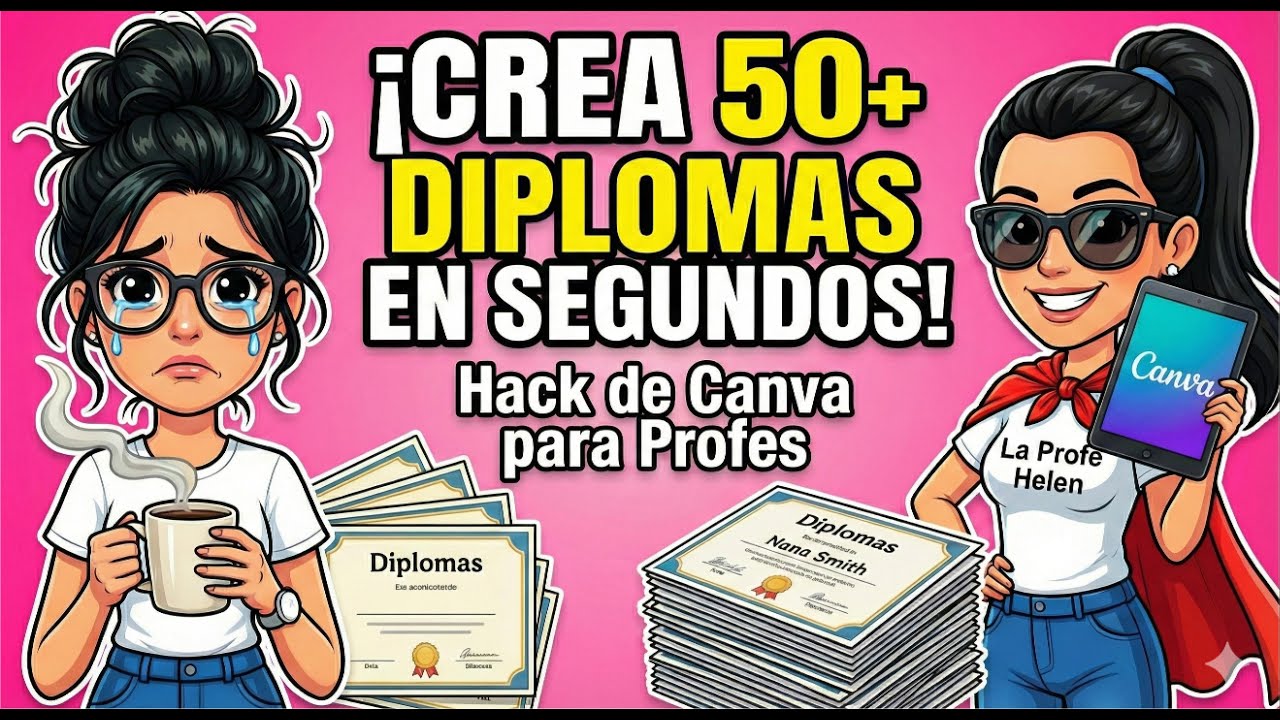 ¡CREA 50+ DIPLOMAS EN SEGUNDOS! 🔥 El Hack Secreto de Canva para Profes ...