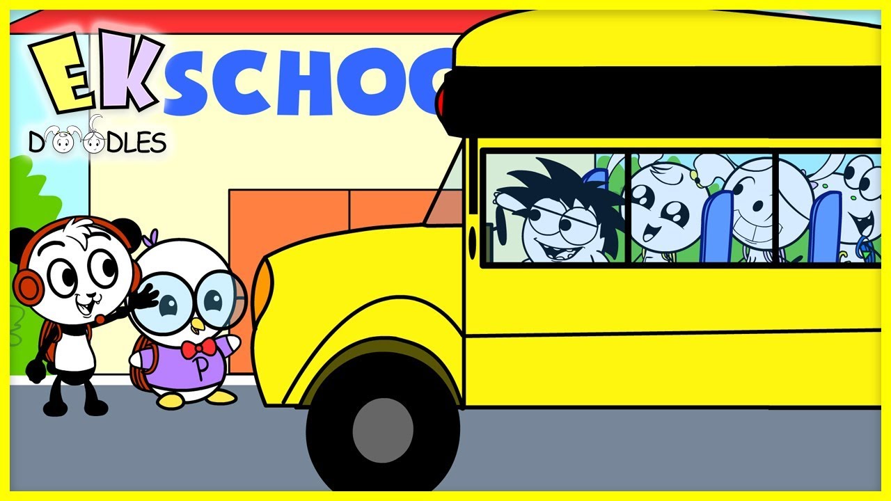 Back to School Wheels on the Bus Fun Song for Kids ! EK Doodles Nursery ...