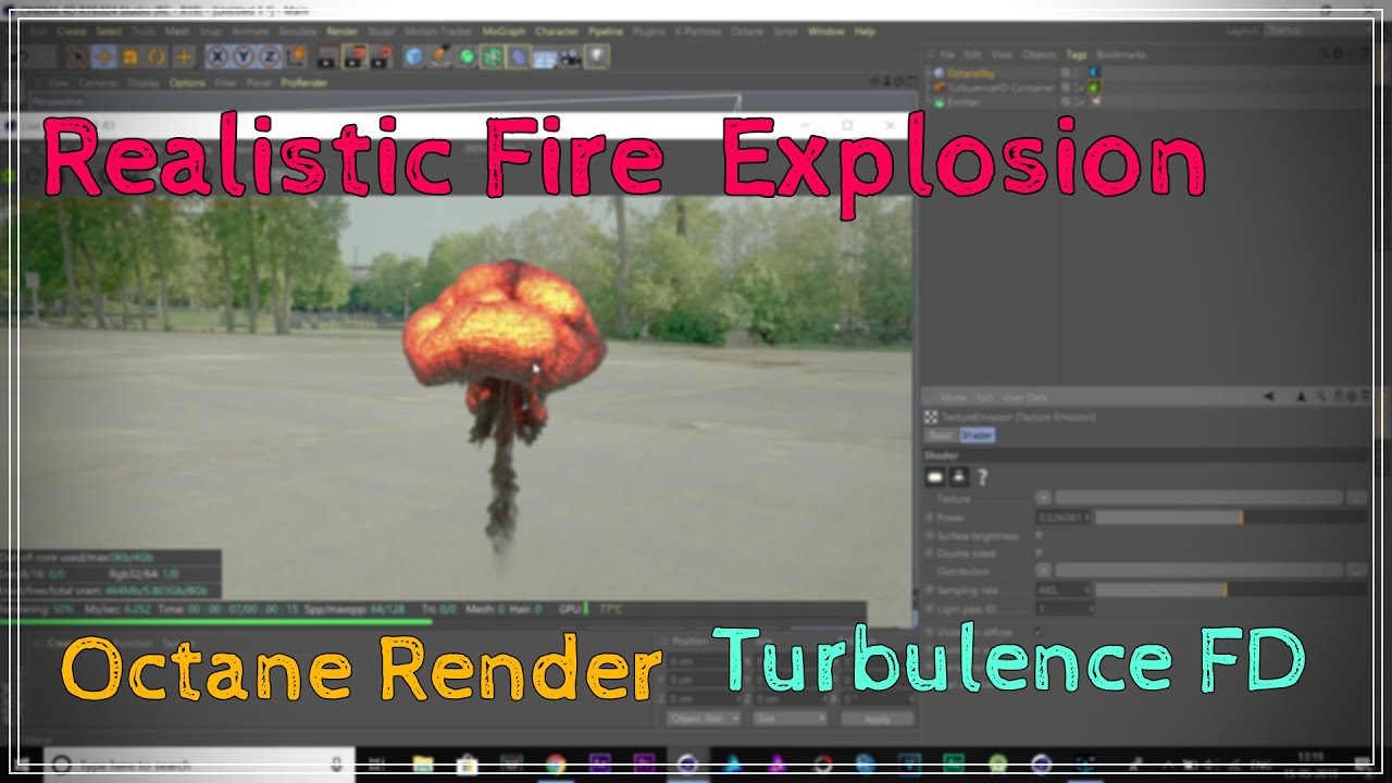 Realistic Fire Explosion || Octane Render || Turbulence FD! - YouTube