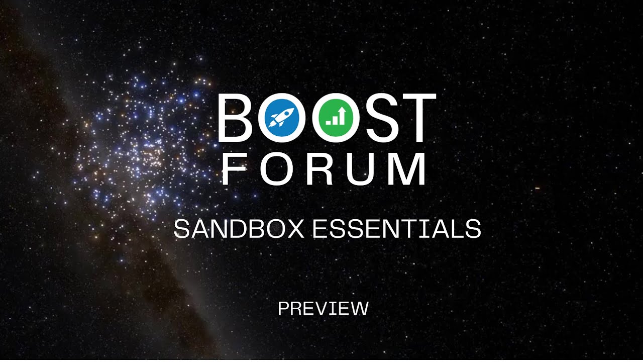 BOOST Forum - Sandbox Essentials - YouTube