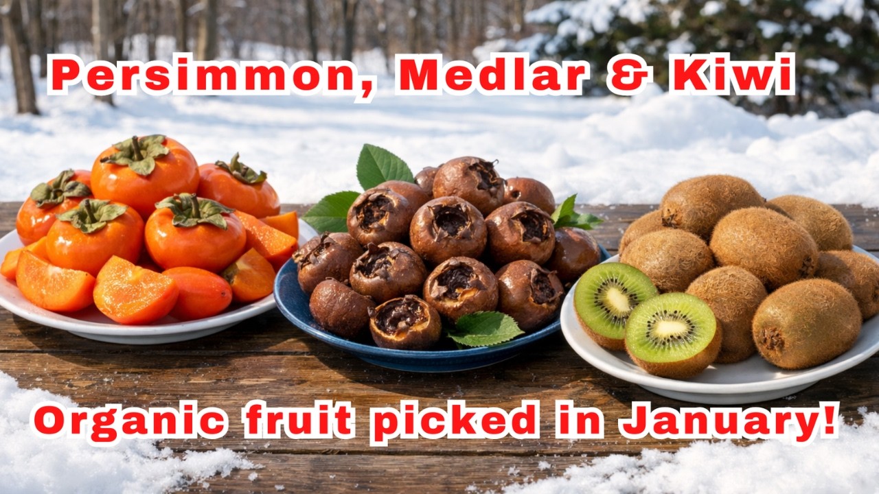 Pick Kiwi, Persimmon and Medlar in January 🥝🍊🍏 in FREEZING Maryland ...