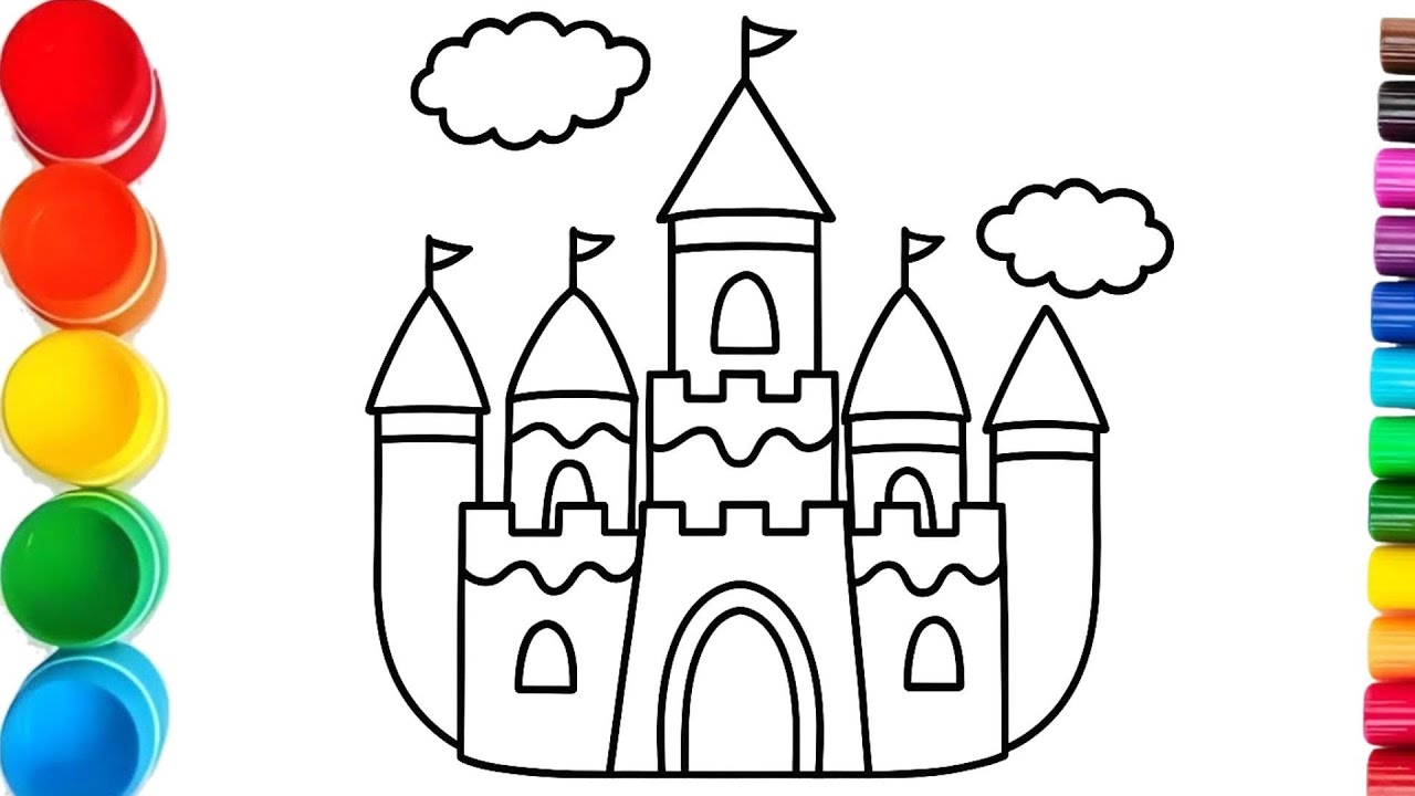 How to Draw a Castle for Kids | Easy and Magical Drawing and Colouring ...
