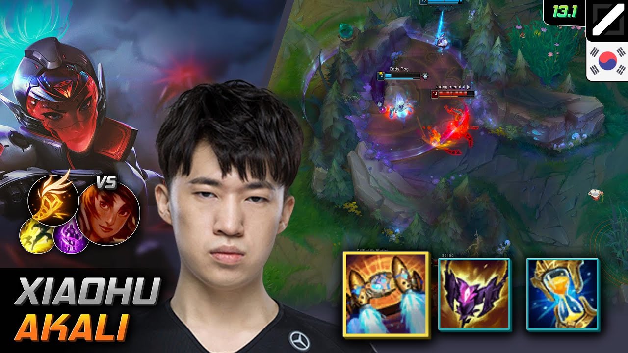 Xiaohu Mid Akali Build Hextech Rocketbelt Fleet Footwork - LOL KR 13.1 ...
