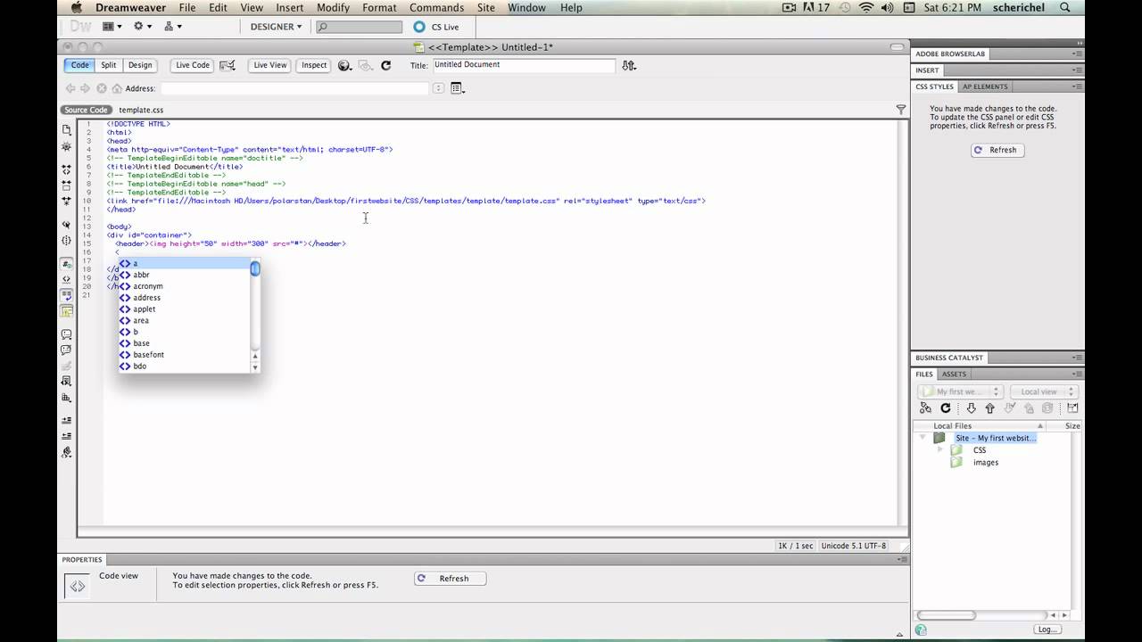 Creating A Html5 Website With Template Using Dreamweaver Cs5 Tutorial 2 Youtube 9953