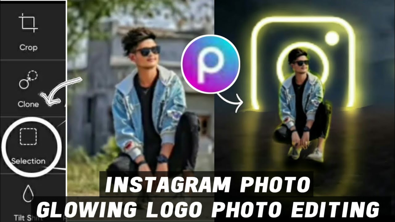 Instagram Glowing logo photo editing in picksart || Glowing Instagram ...