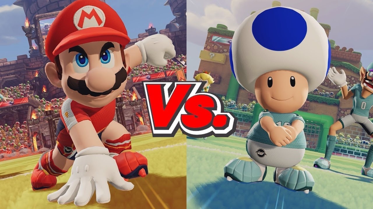 Mario Strikers Battle League - Mario (Rockets) Vs. Toad (Bolts) - YouTube