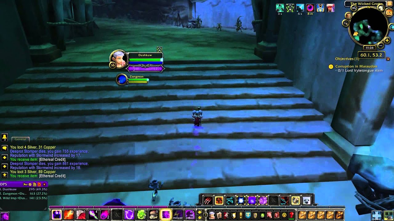 level 36 demonology warlock solo'ing Maraudon Wicked Grotto - YouTube